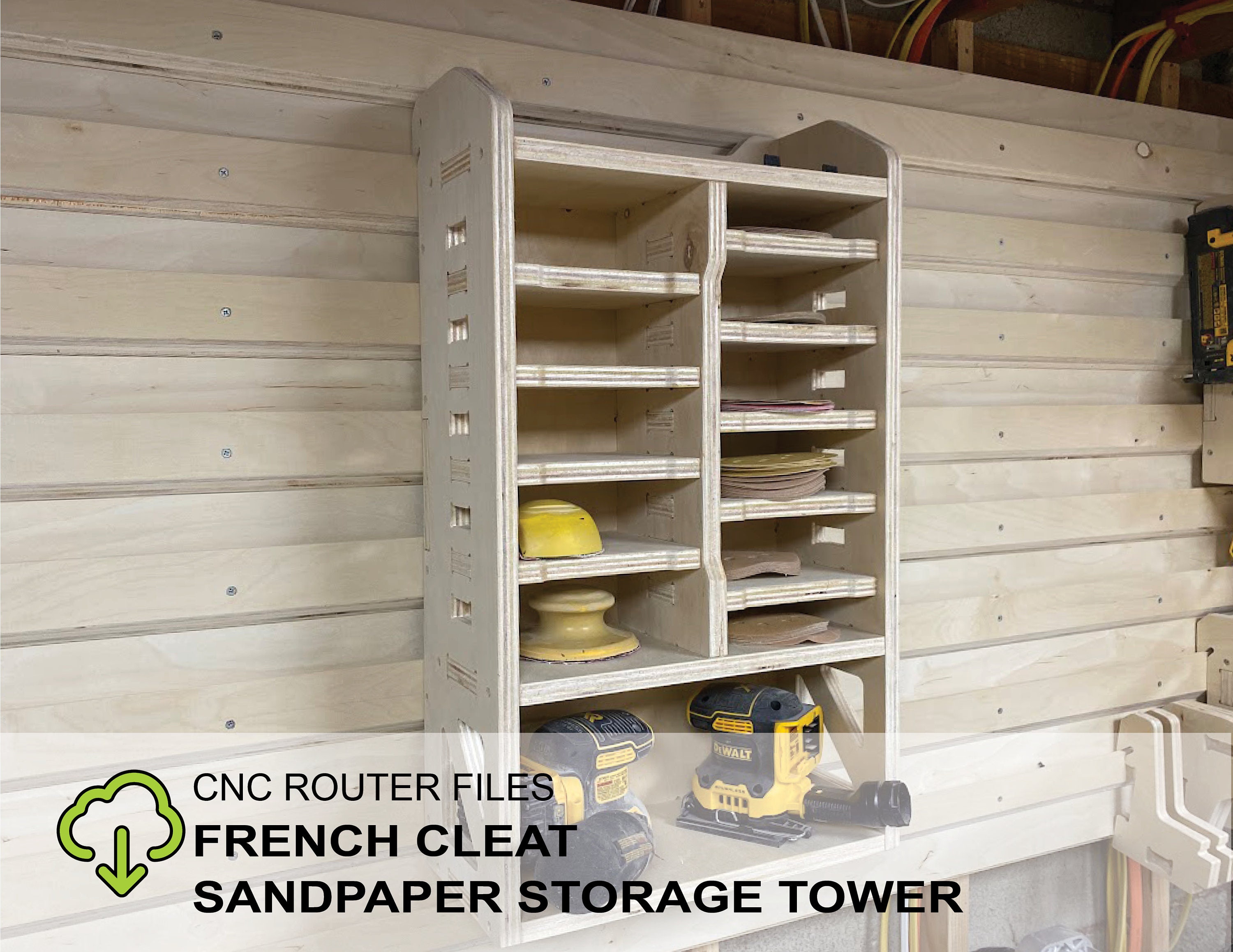 CNC Files for Wood French Cleat Sandpaper Storage Organizer Rack ...