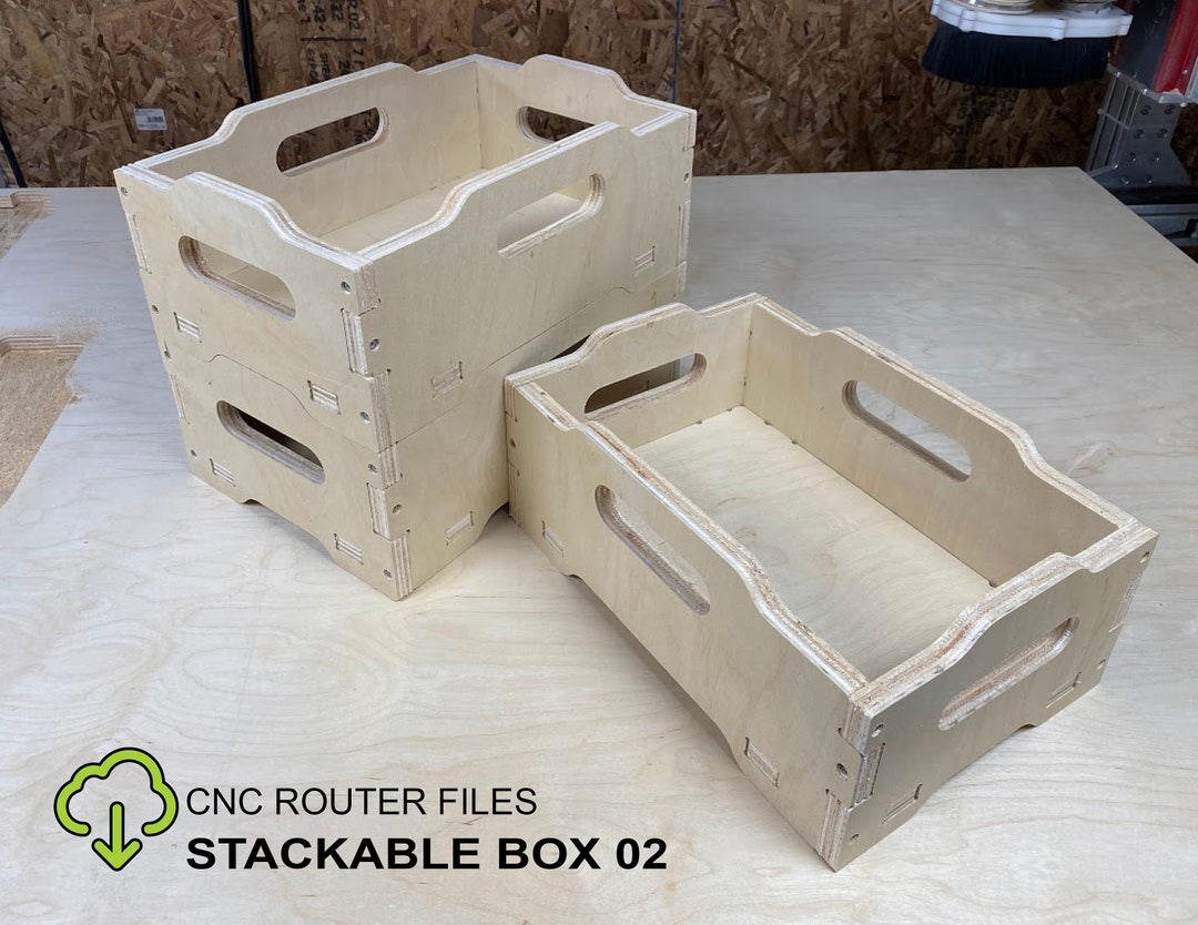Stackable Storage Crate Box Cnc Router Files Diy Stacking Plywood