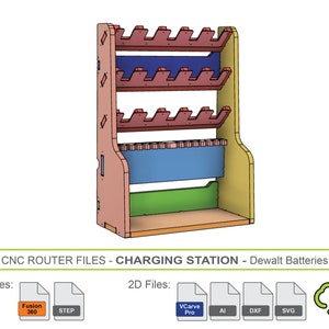 CNC Router Files Cordless Battery Holder Charging Station for Dewalt ...