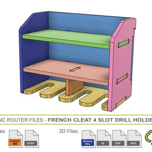CNC Files for Wood French Cleat Drill Holder 4 Slot - French Cleat Wall ...