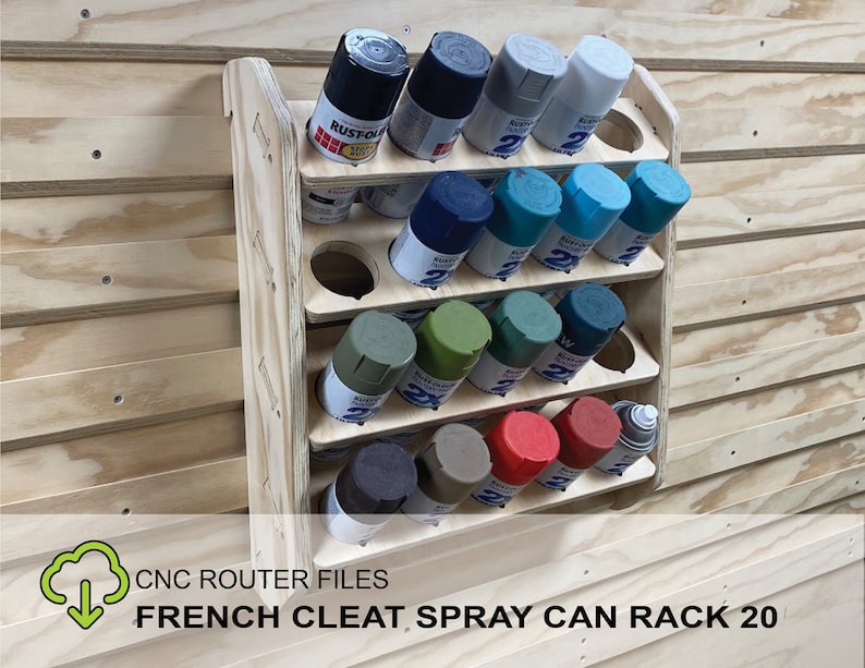 French Cleat 20 Can Spray Can Rack Holder CNC Router Files - French ...