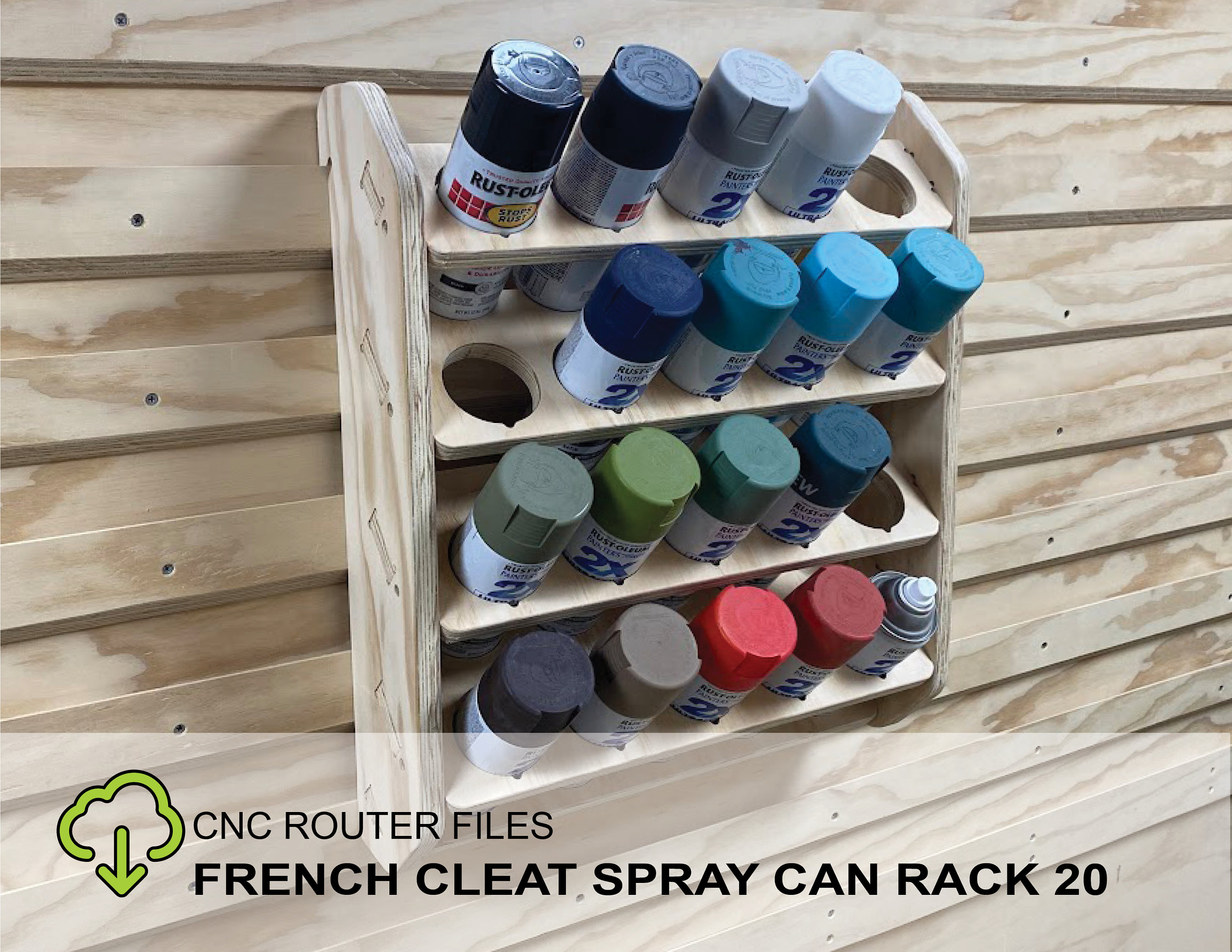 French Cleat 20 Can Spray Can Rack Holder CNC Router Files - French ...