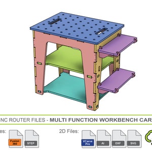 CNC Router Files Multi Function Workbench Cart - Mobile Workbench Table Plans - Etsy