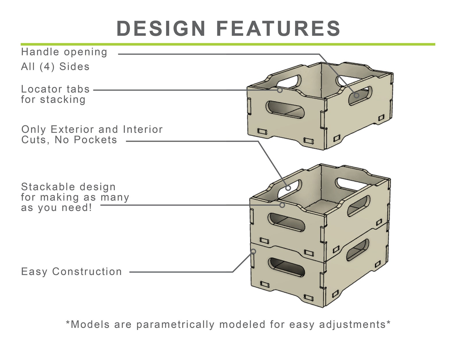 Stackable Storage Crate Box Cnc Router Files Diy Stacking Plywood Crates Modular Stackable Box