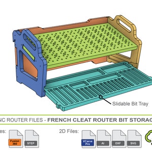 CNC Router Files French Cleat Router Bit Holder Rack, Drill Bit ...