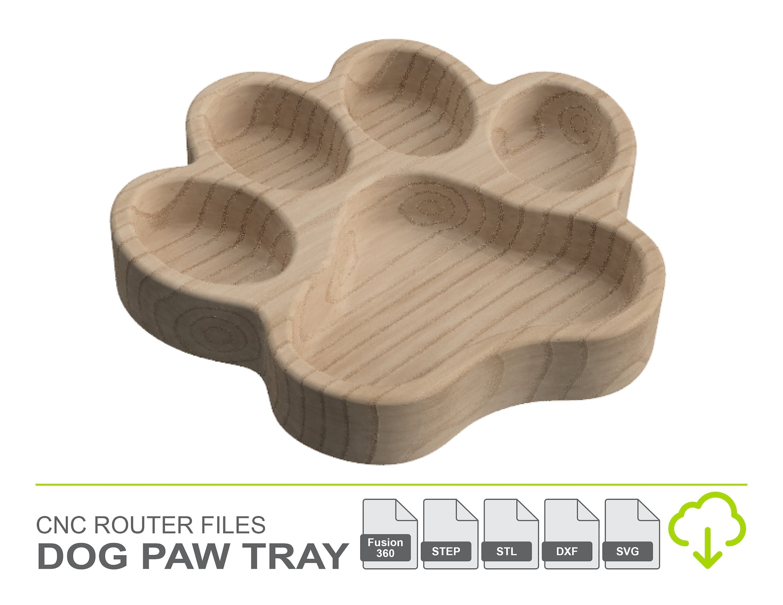 Dog Paw Tray CNC Router Files, 3D Model File, 3D Printer File ...