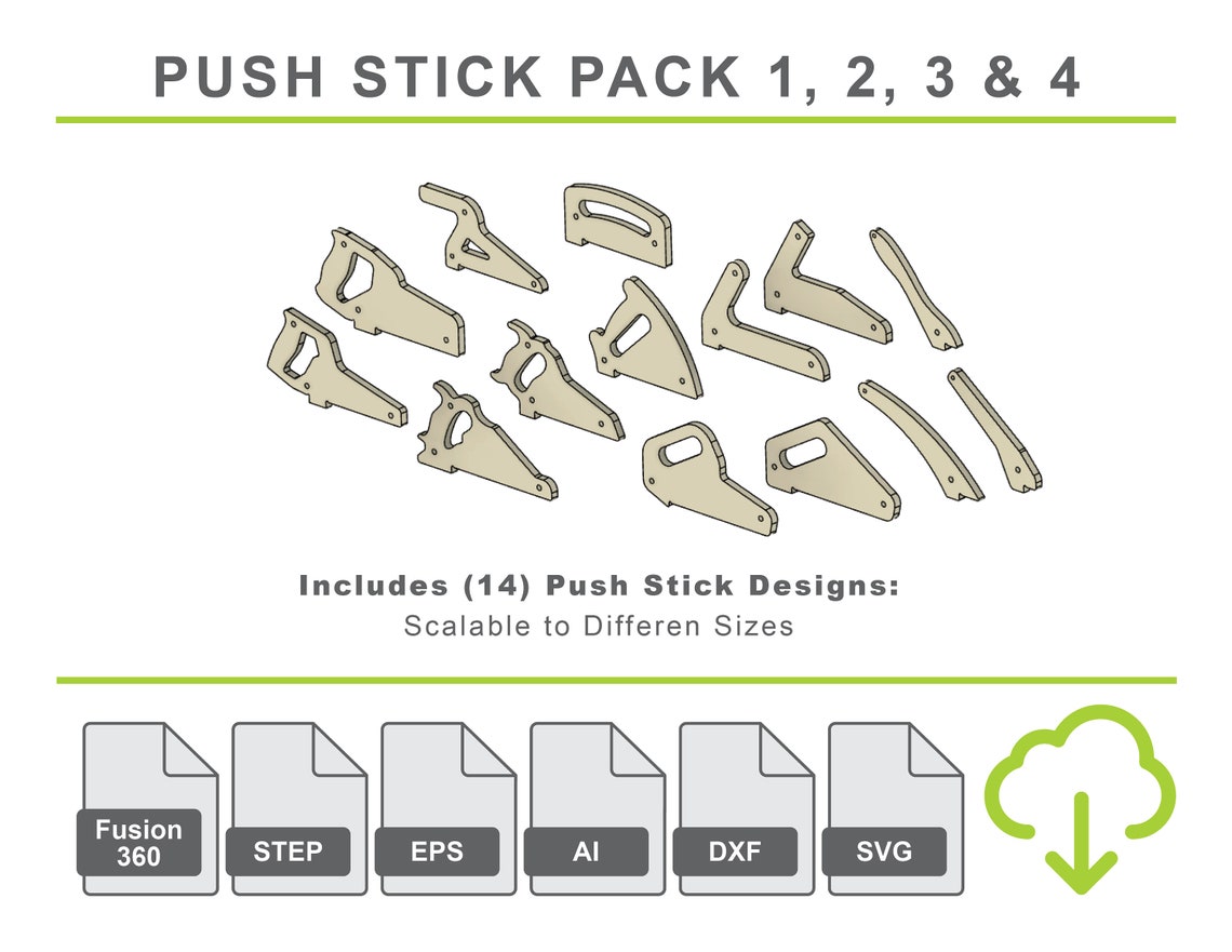 Table Saw Push Stick Bundle CNC Router Files, Pack of Multiple Push ...