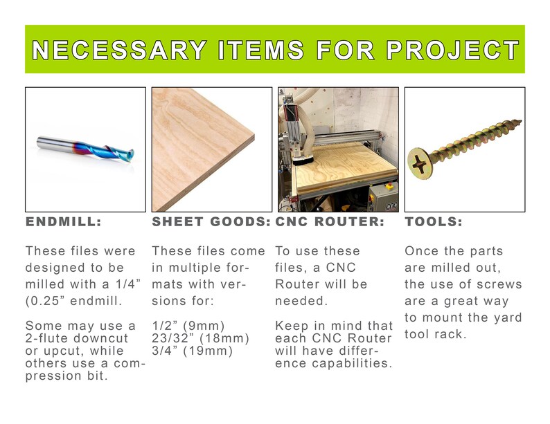 CNC Router Yard Tool Storage Rack Mounted to 2x4 Files, Shovel Rack ...