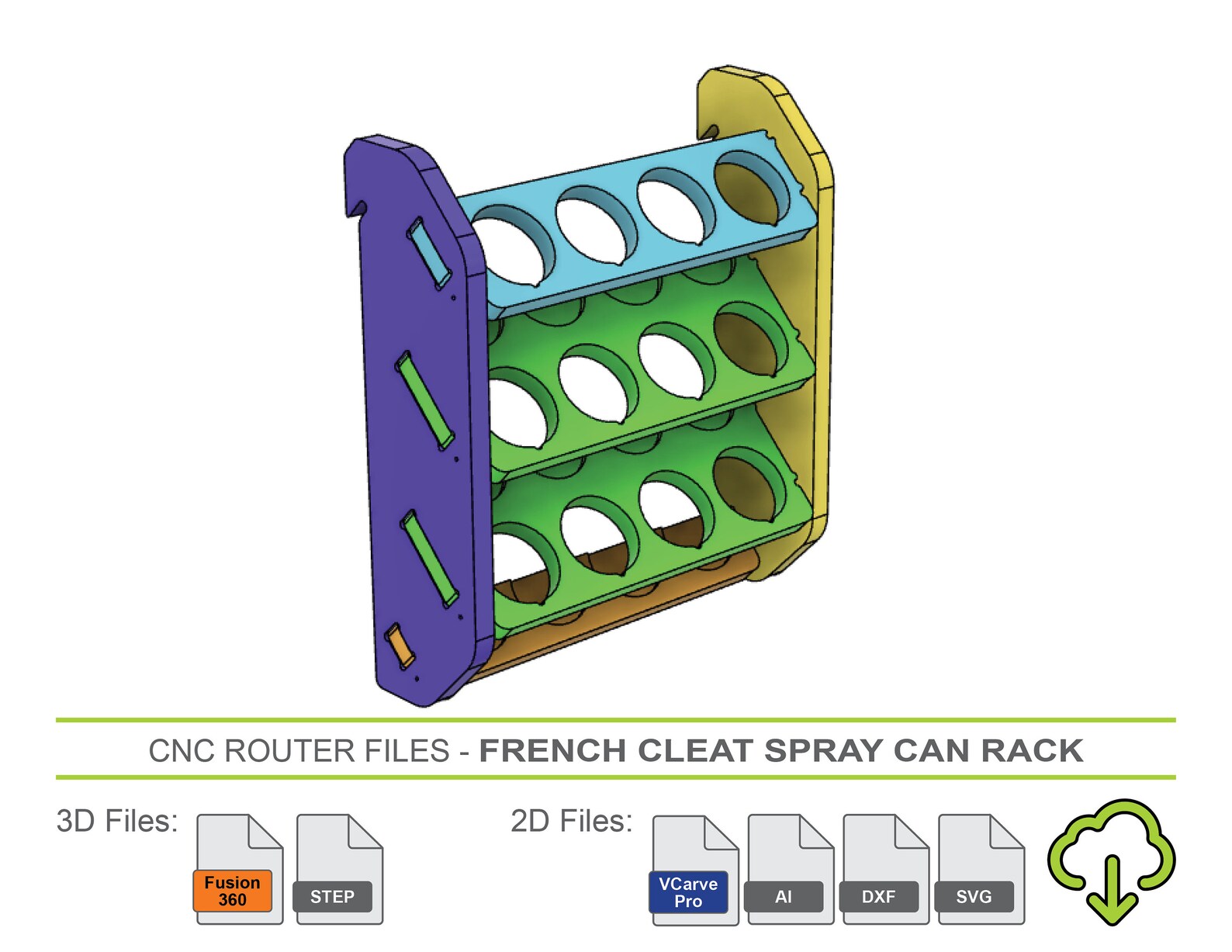 CNC Files for Wood French Cleat Spray Can Rack Holder - French Cleat ...