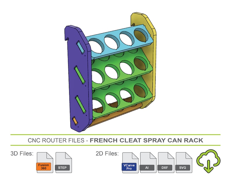 CNC Files for Wood French Cleat Spray Can Rack Holder - French Cleat ...