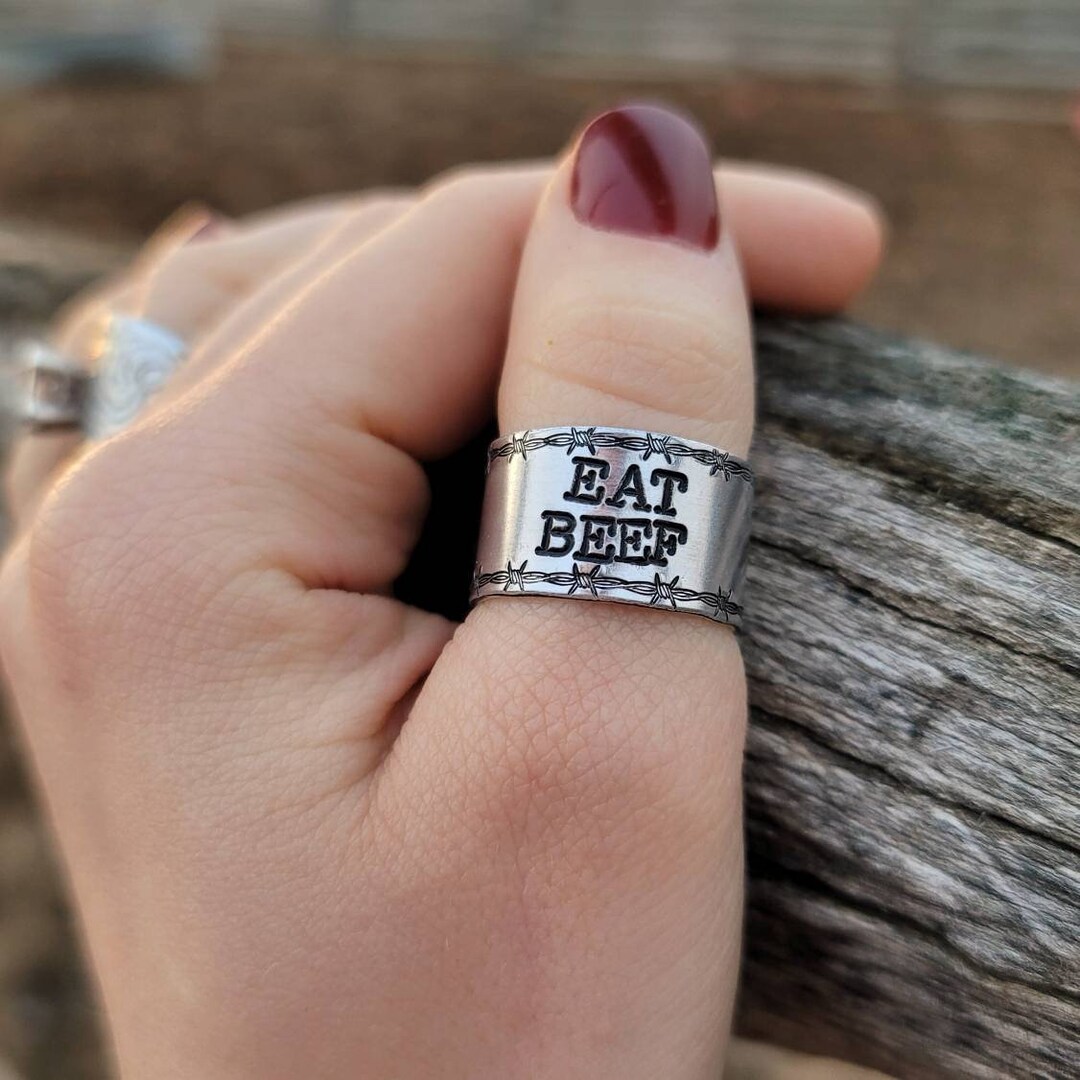 Barbed Wire Eat Beef Ring - Country & Western Style - Etsy