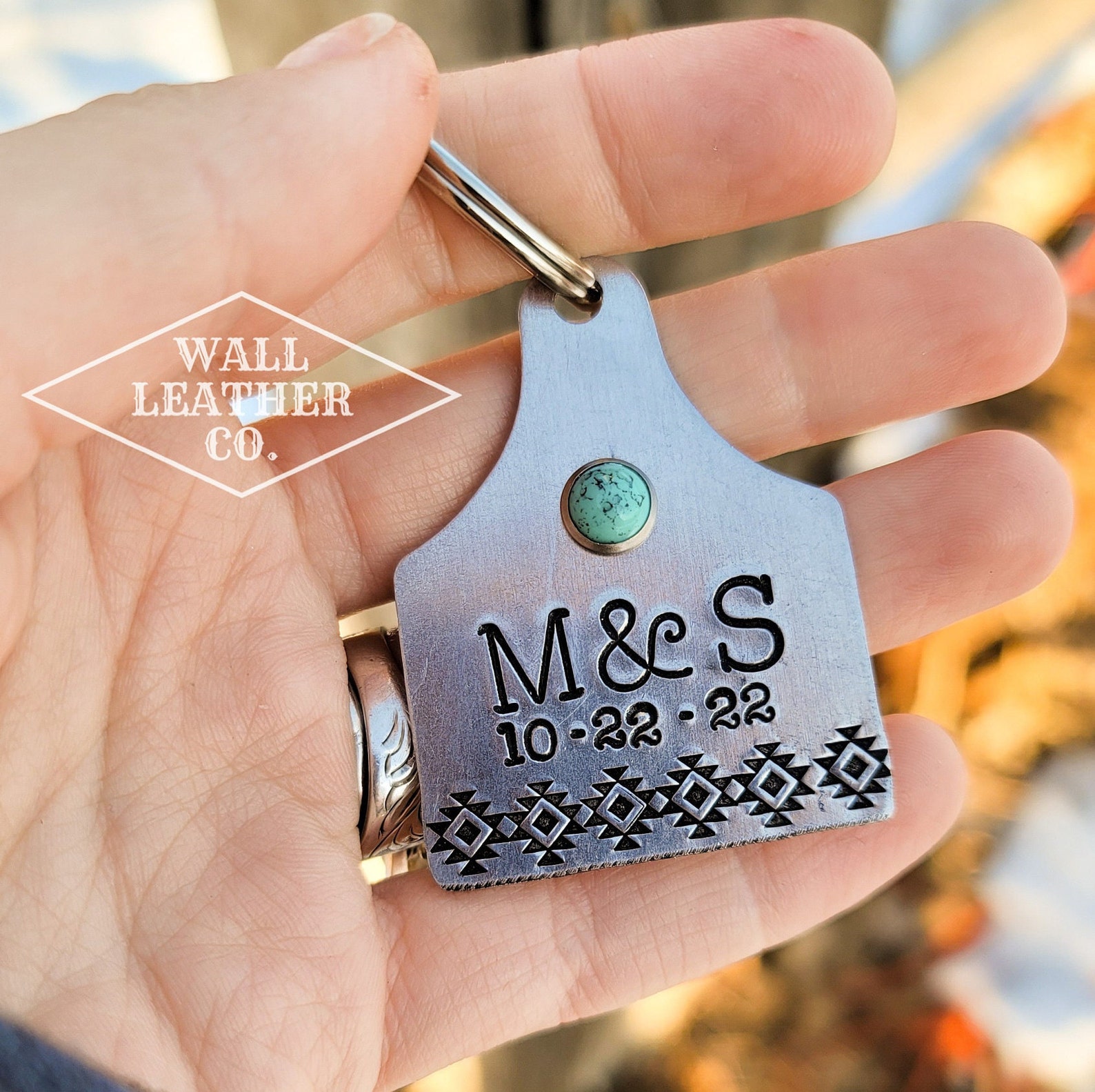 Aztec Cattle Tag Couples Keychain Country & Western Style - Etsy