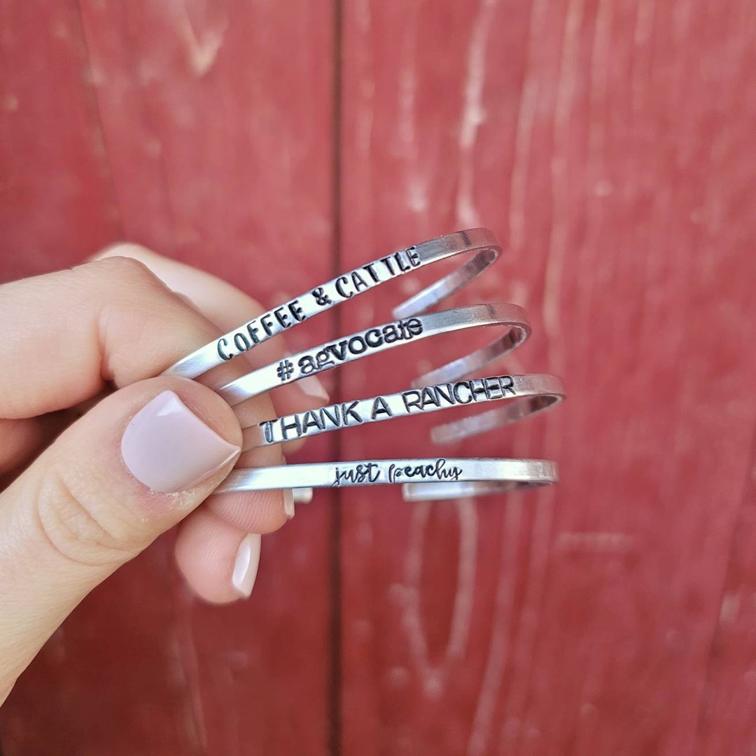 Custom Western Bangle Bracelet - Personalized Silver Jewelry - Country ...