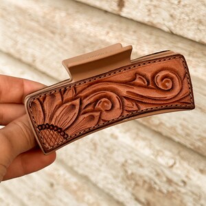 Tooled Leather Claw Clip for Hair - Country & Western Style - Etsy