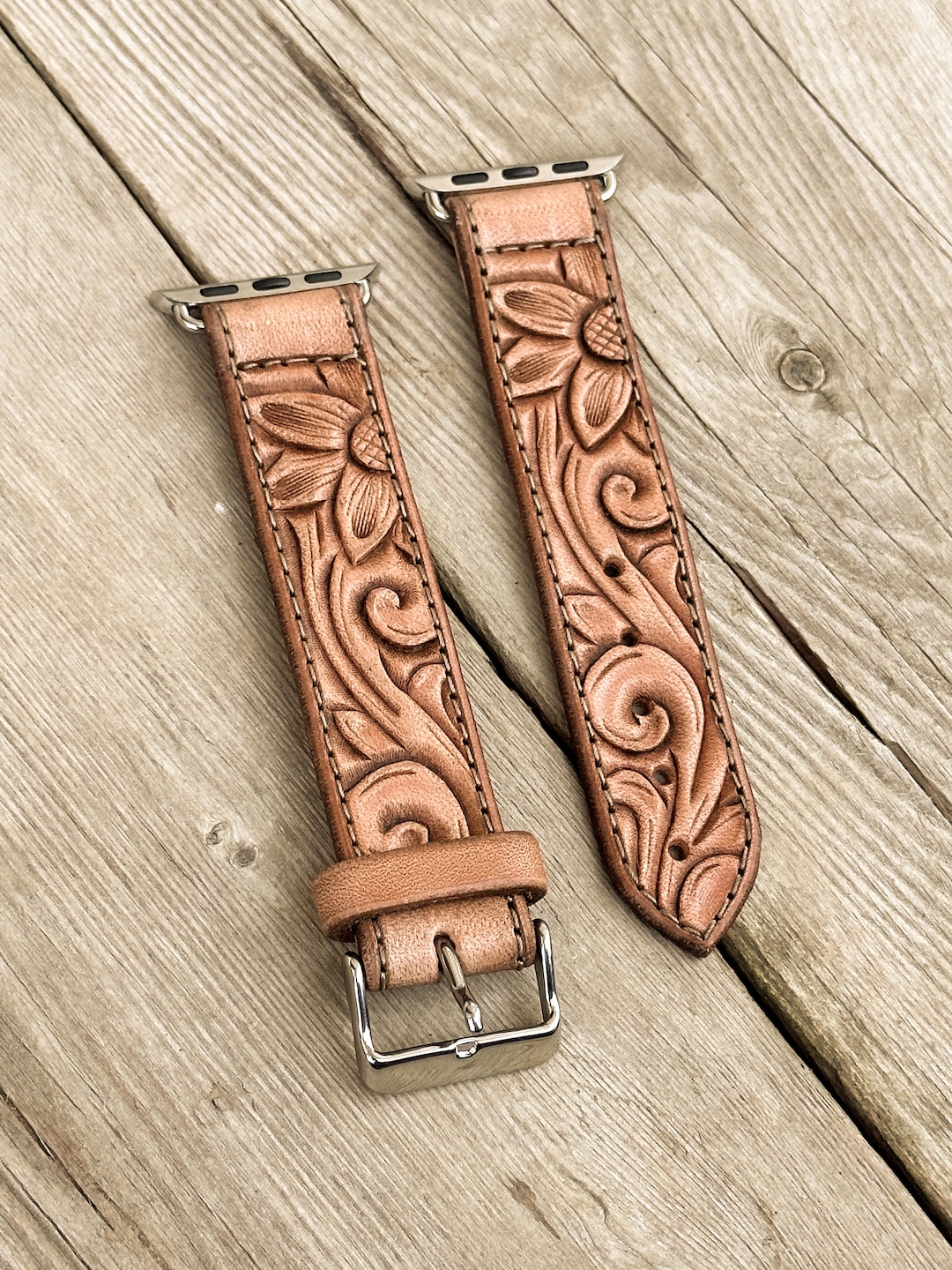 Tooled Leather Smart Watch Band - Customized Gift - Country Western ...