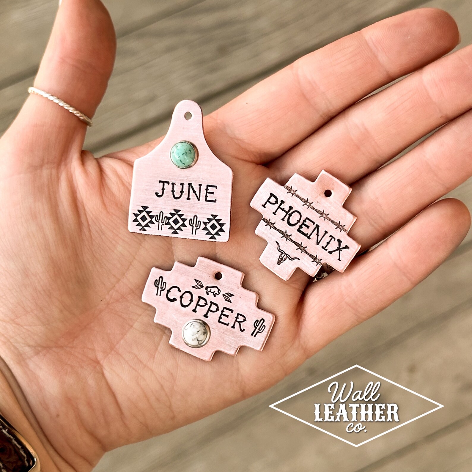 Custom Copper Western Pet ID Tag: Barbed Wire Longhorn Design - Etsy