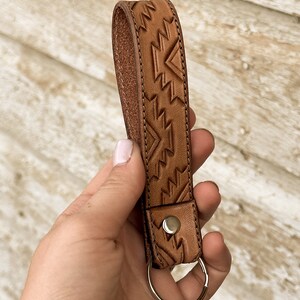 Tooled Leather Aztec Keychain: Handmade Western Key Fob - Etsy
