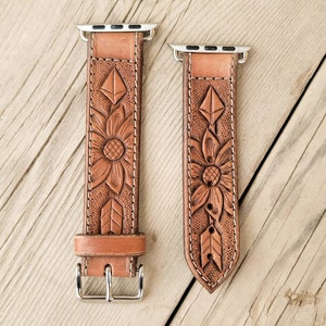 Tooled Leather Smart Watch Band - Customized Gift - Country Western ...