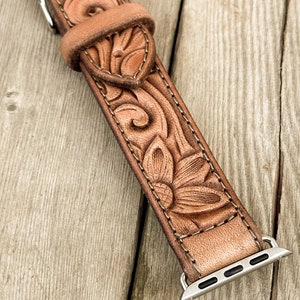 Tooled Leather Smart Watch Band - Customized Gift - Country Western ...