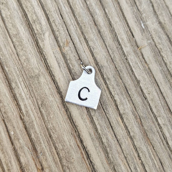 Initial Cattle Ear Tag Charm Customized Country & Western - Etsy