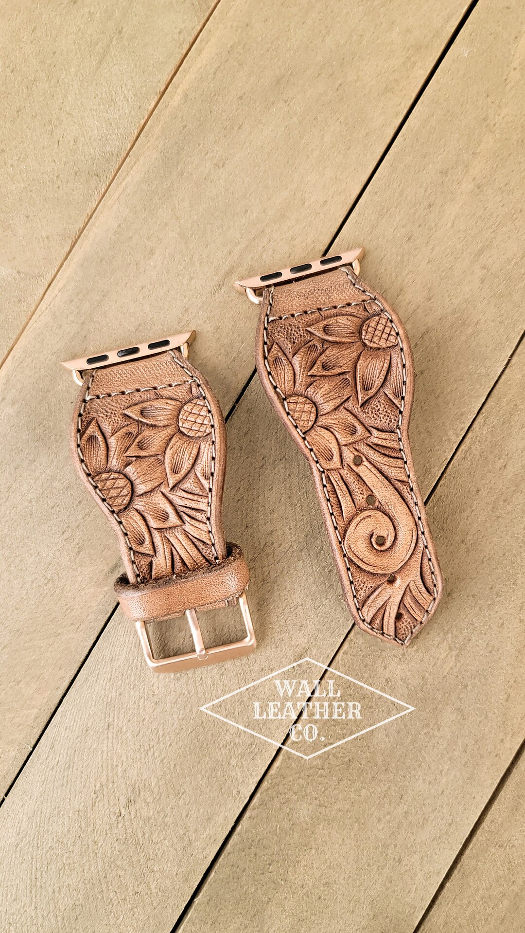 Western Tooled Leather Smart Watch Band - Sunflowers & Floral ...