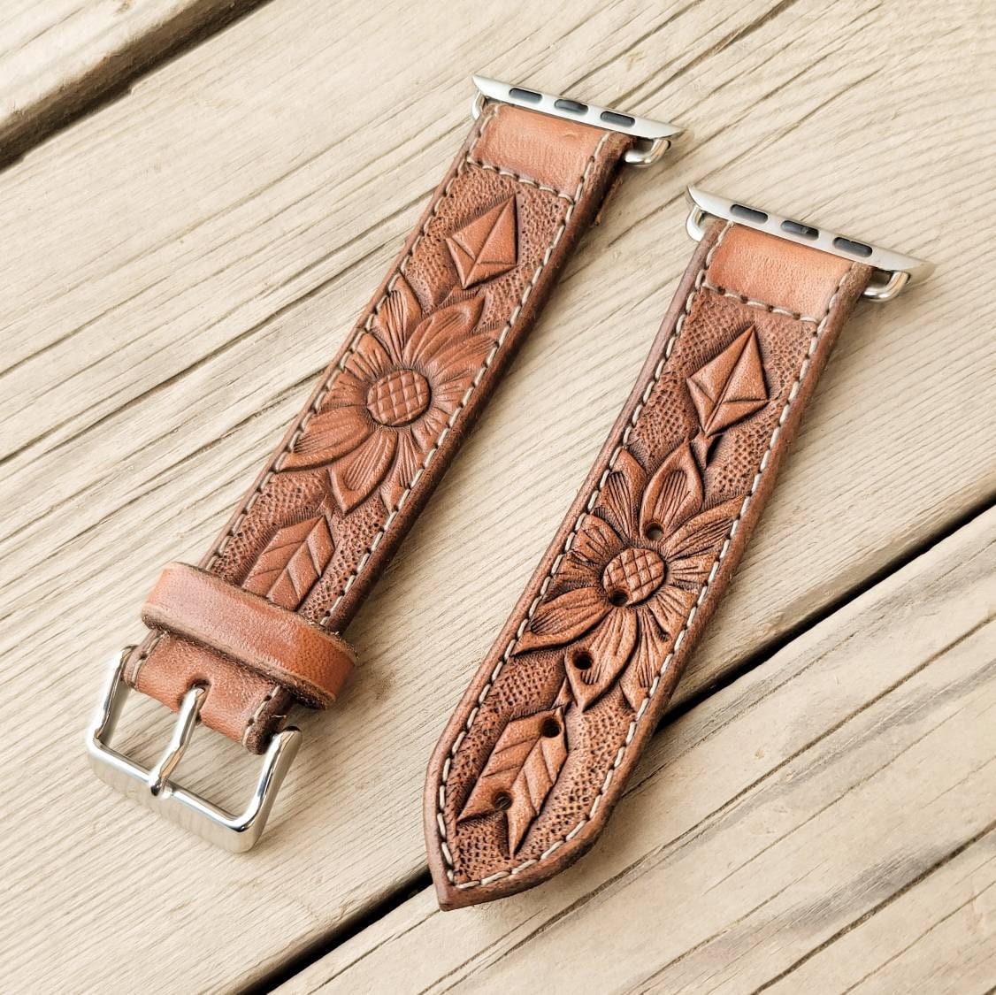 Tooled Leather Smart Watch Band - Customized Gift - Country Western ...