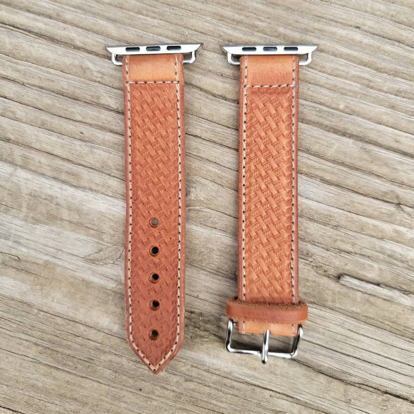Tooled Leather Smart Watch Band Customized Gift Country - Etsy