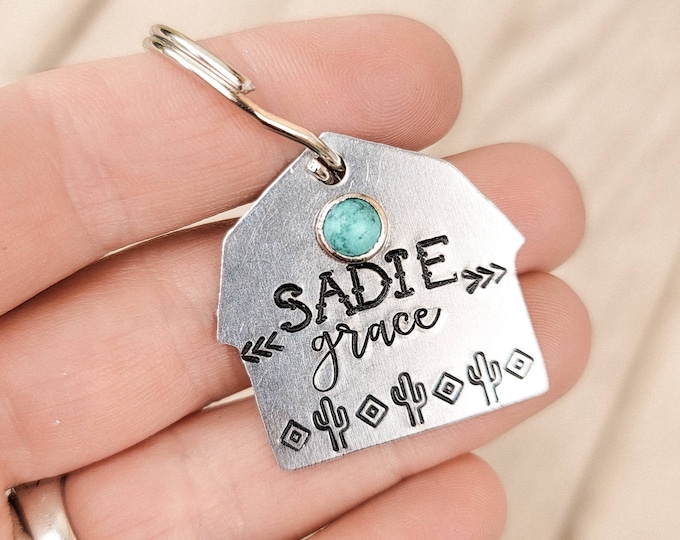 Custom Western Pet ID Tag Barbed Wire & Longhorn Name Tag - Etsy