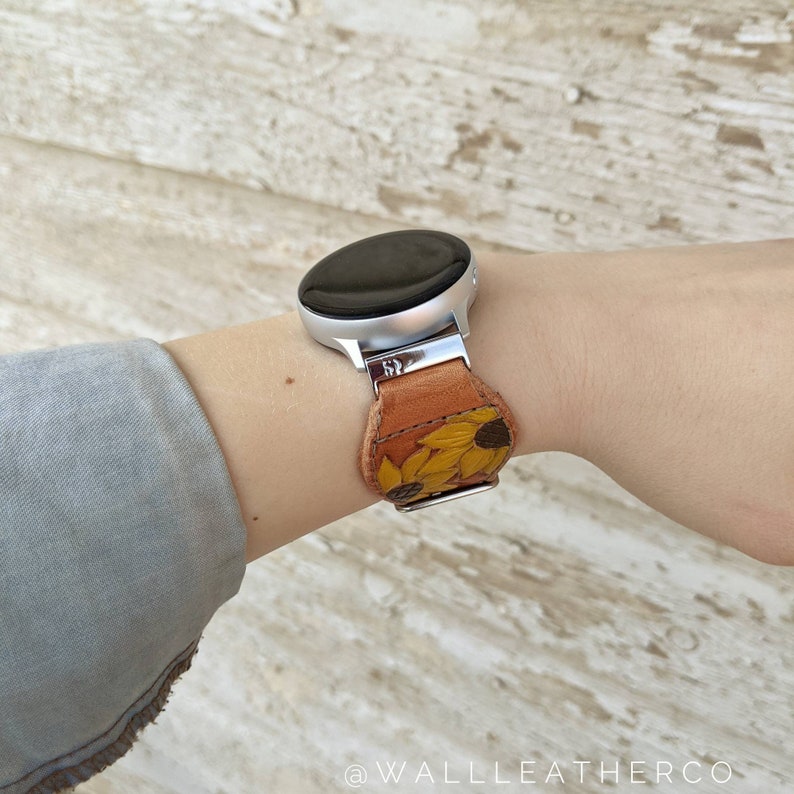 Sunflower Tooled Leather Smart Watch Band Painted Country | Etsy