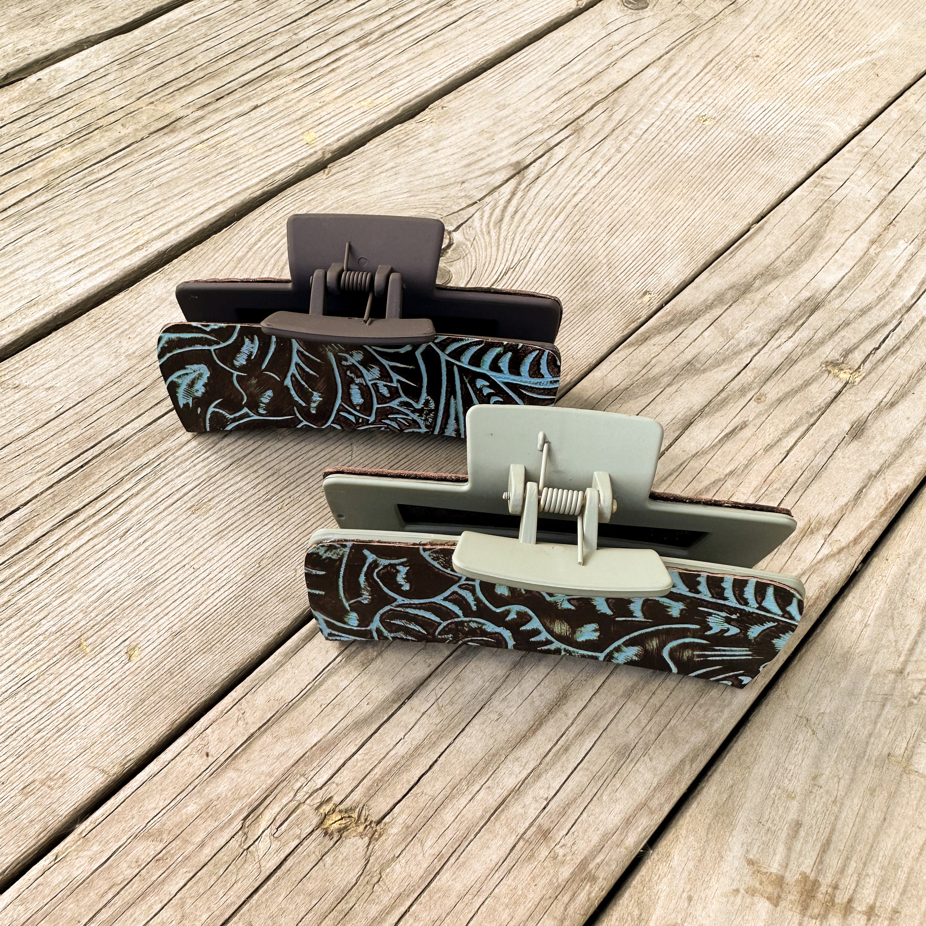 Embossed Leather Claw Clip for Hair - Country & Western Style - Etsy