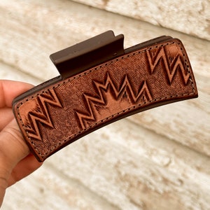 Tooled Leather Claw Clip for Hair - Country & Western Style - Etsy