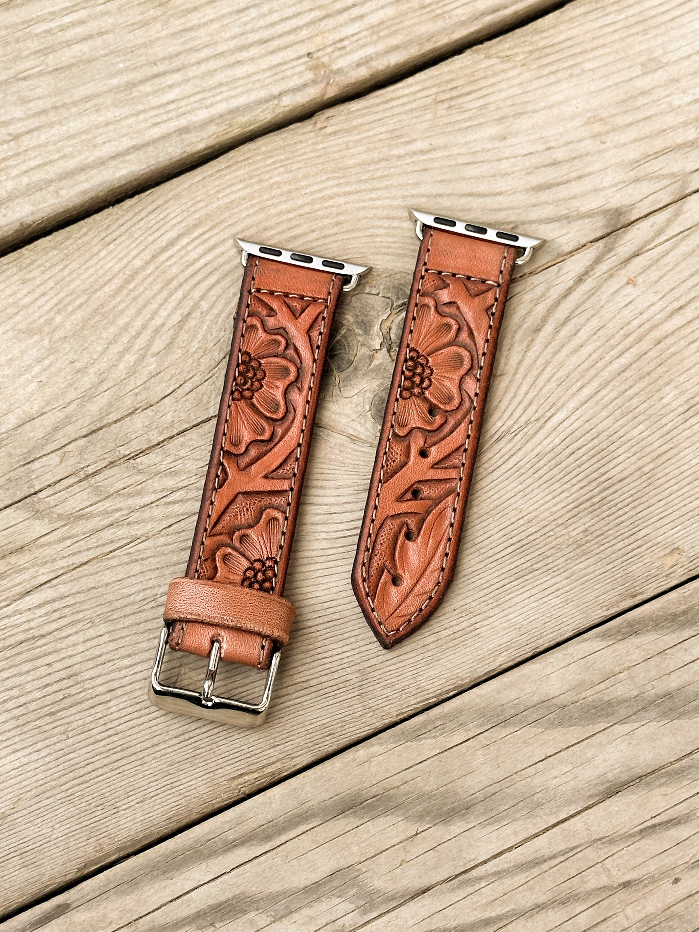 Tooled Leather Smart Watch Band - Customized Gift - Country Western ...