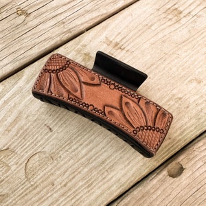 Tooled Leather Claw Clip for Hair - Country & Western Style - Etsy