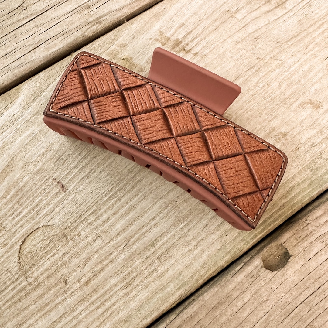 Tooled Leather Claw Clip for Hair - Simpler Designs - Country & Western ...