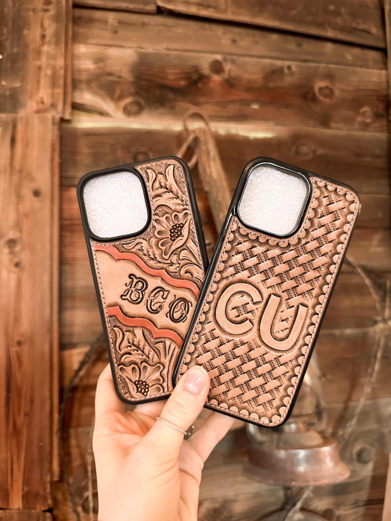 Basket Weave Leather Western Phone Case - Etsy