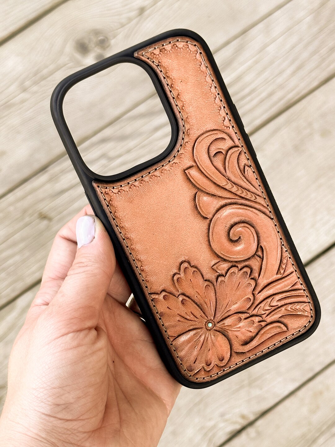 Floral Scrollwork Tooled Leather Western Phone Case - Etsy