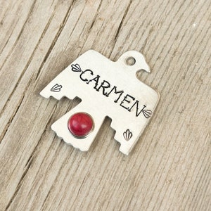 Custom Pet ID Tag With Turquoise - Native Thunderbird Shape - Cowdog ...