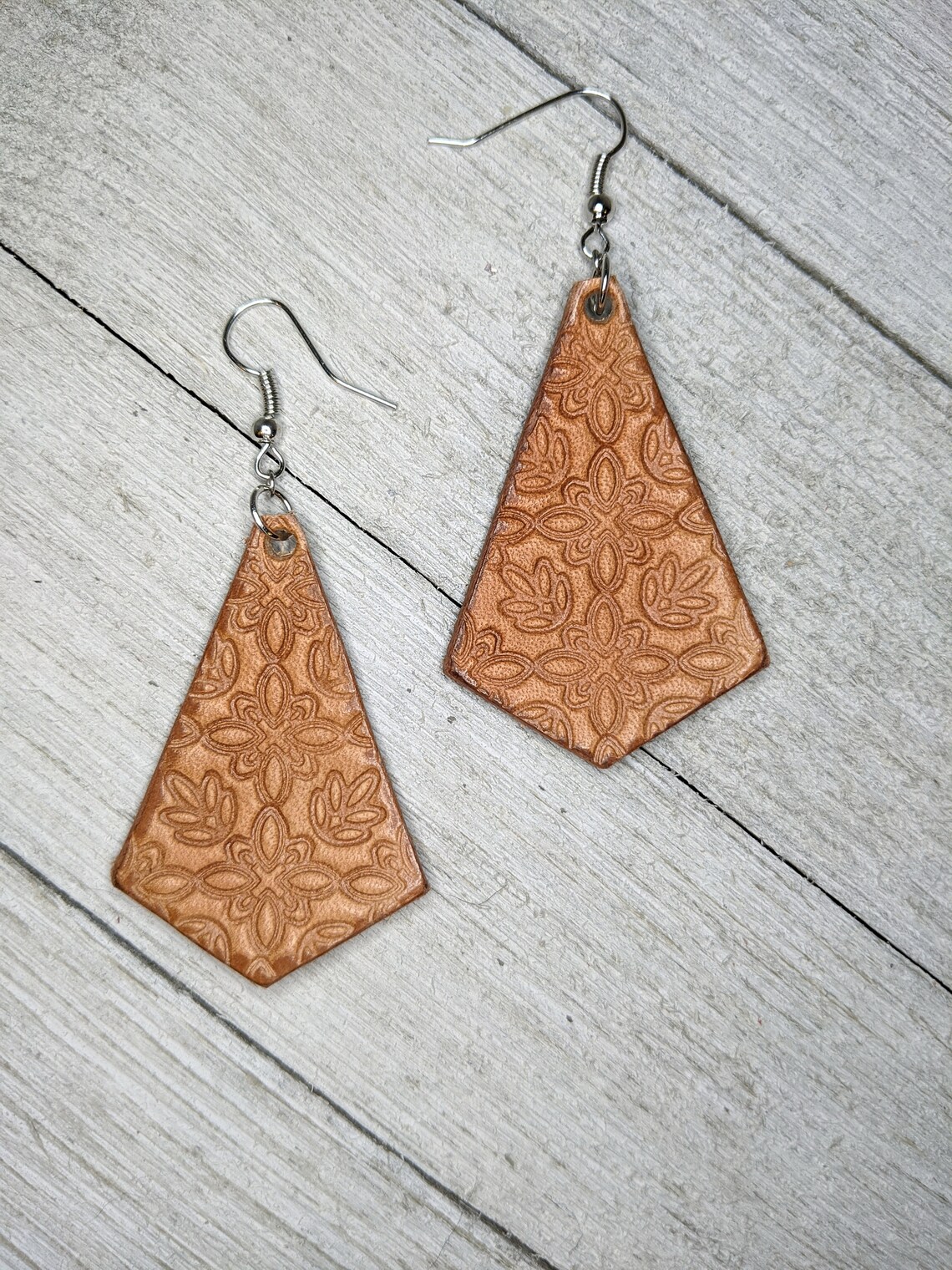 Stamped Leather Earrings - Etsy