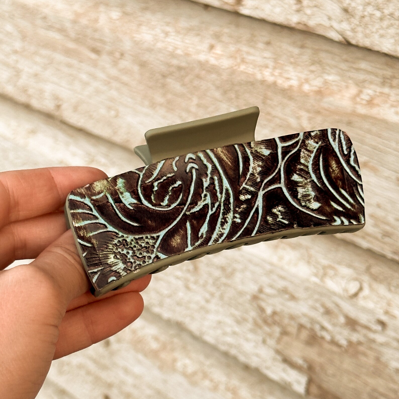 Embossed Leather Claw Clip for Hair - Country & Western Style - Etsy