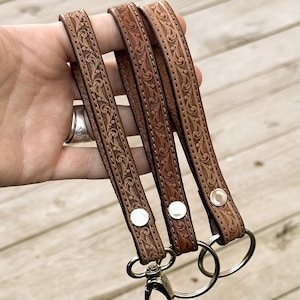 Handmade Western Leather Keychain: Stamped Scrollwork Key Fob - Etsy