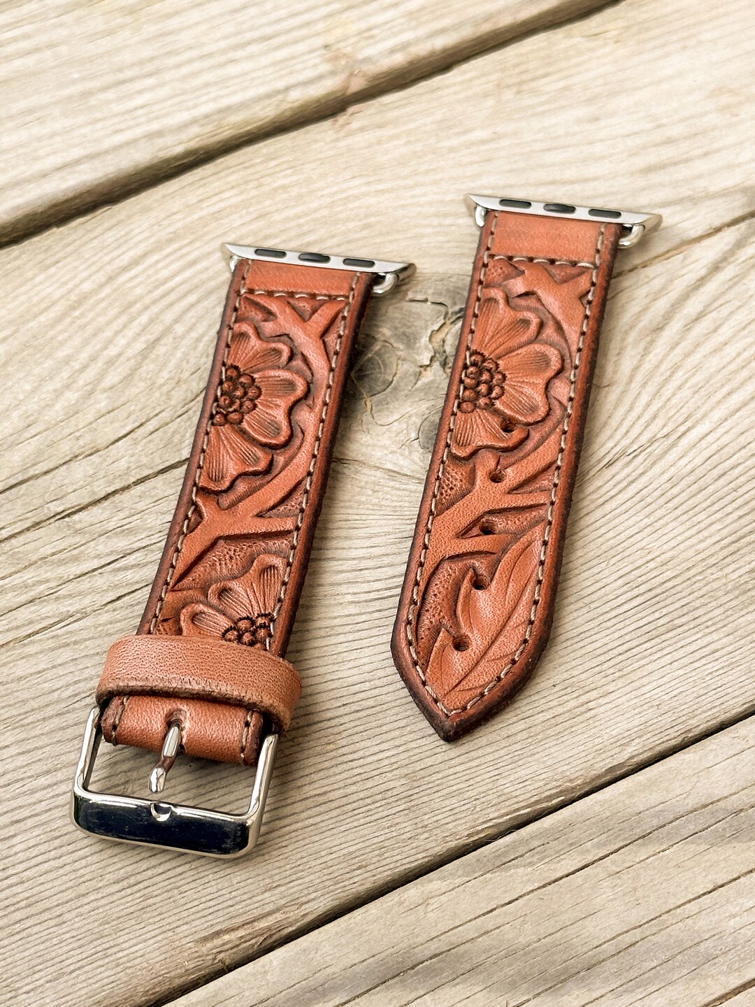 Tooled Leather Smart Watch Band - Customized Gift - Country Western ...