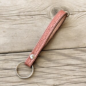 Handmade Western Leather Keychain: Stamped Scrollwork Key Fob - Etsy