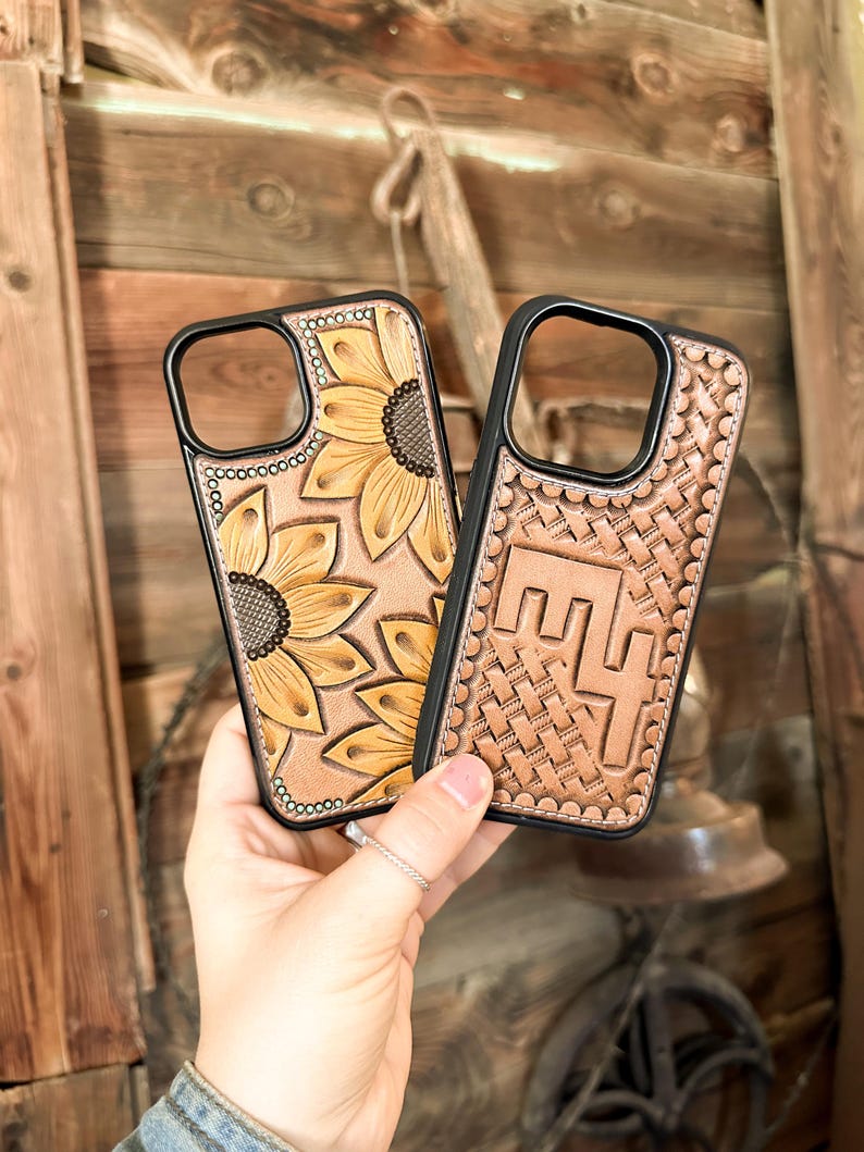 Basket Weave Leather Western Phone Case - Etsy