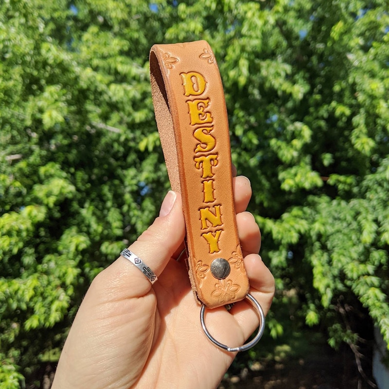 Leather Keychains - Etsy