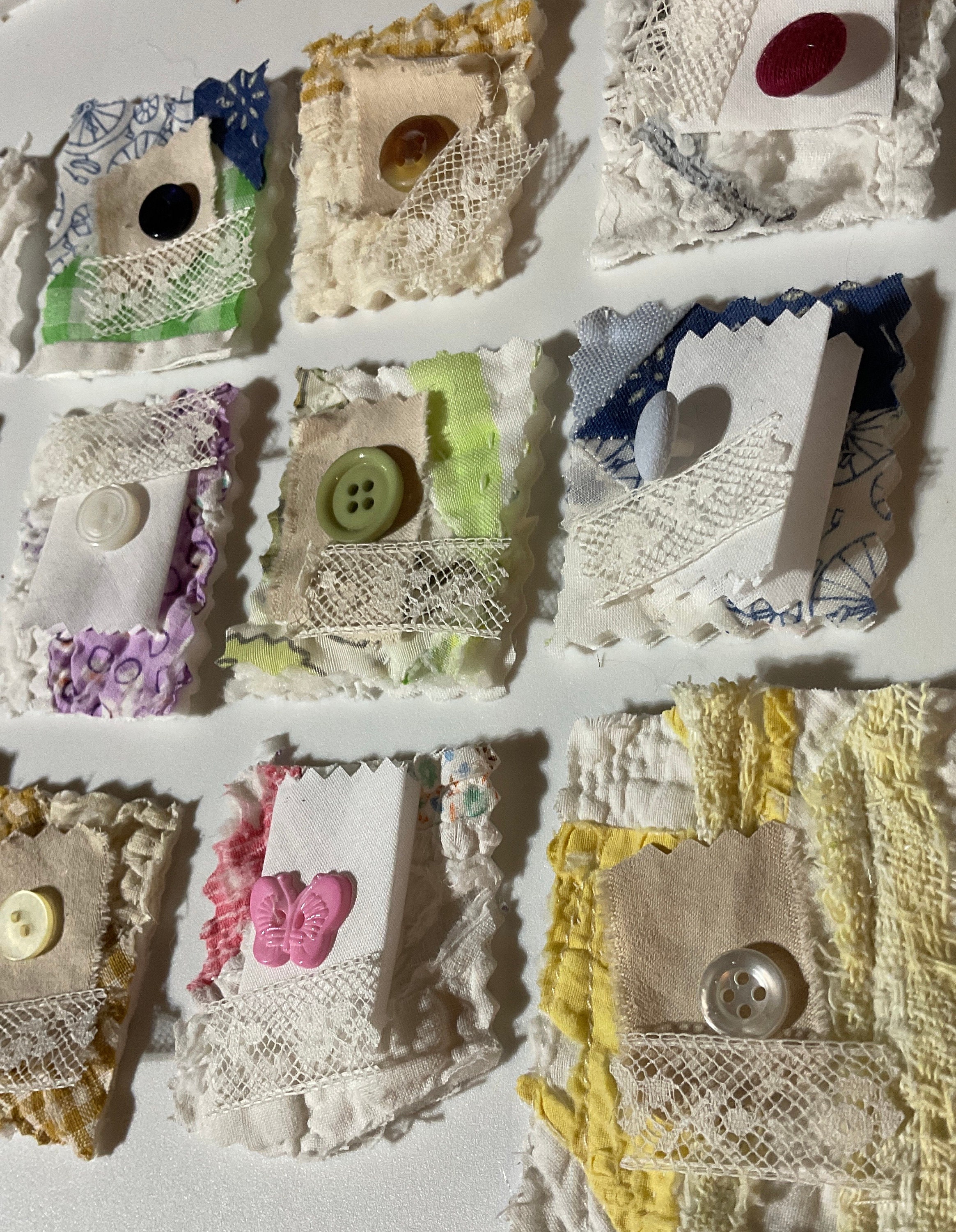 Slow Stitch Fabric Snippets Lace Quilt Buttons Journaling Needle Book ...