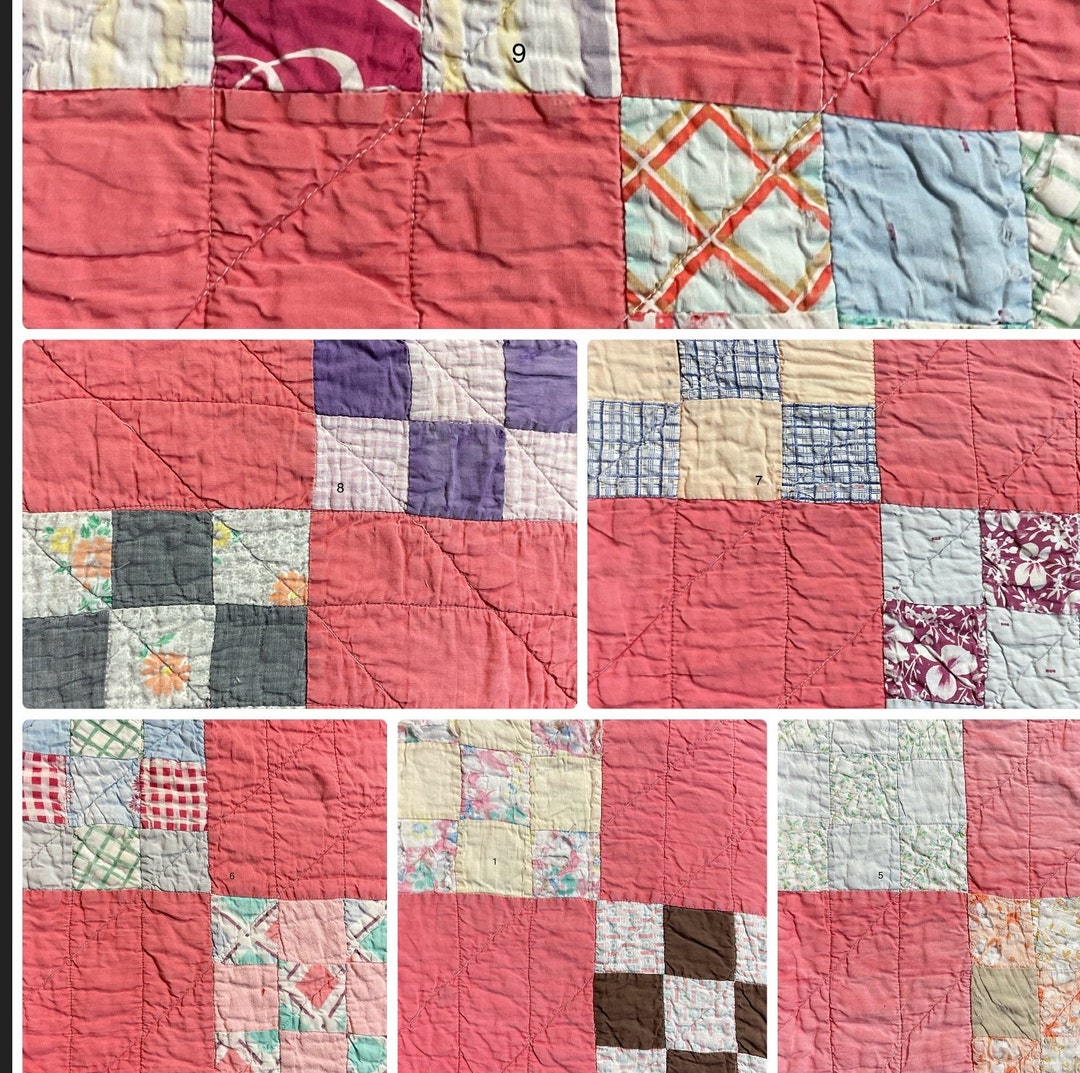 Vintage 11x11 Quilt Squares: Red 9-patch Project Pieces - Etsy