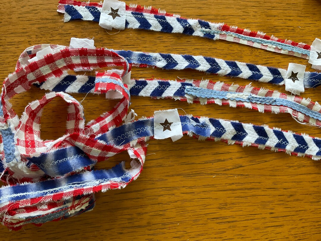 Fabric Strip Trim Rag Ribbon I Love the USA Journaling Slow Stitch Gift ...