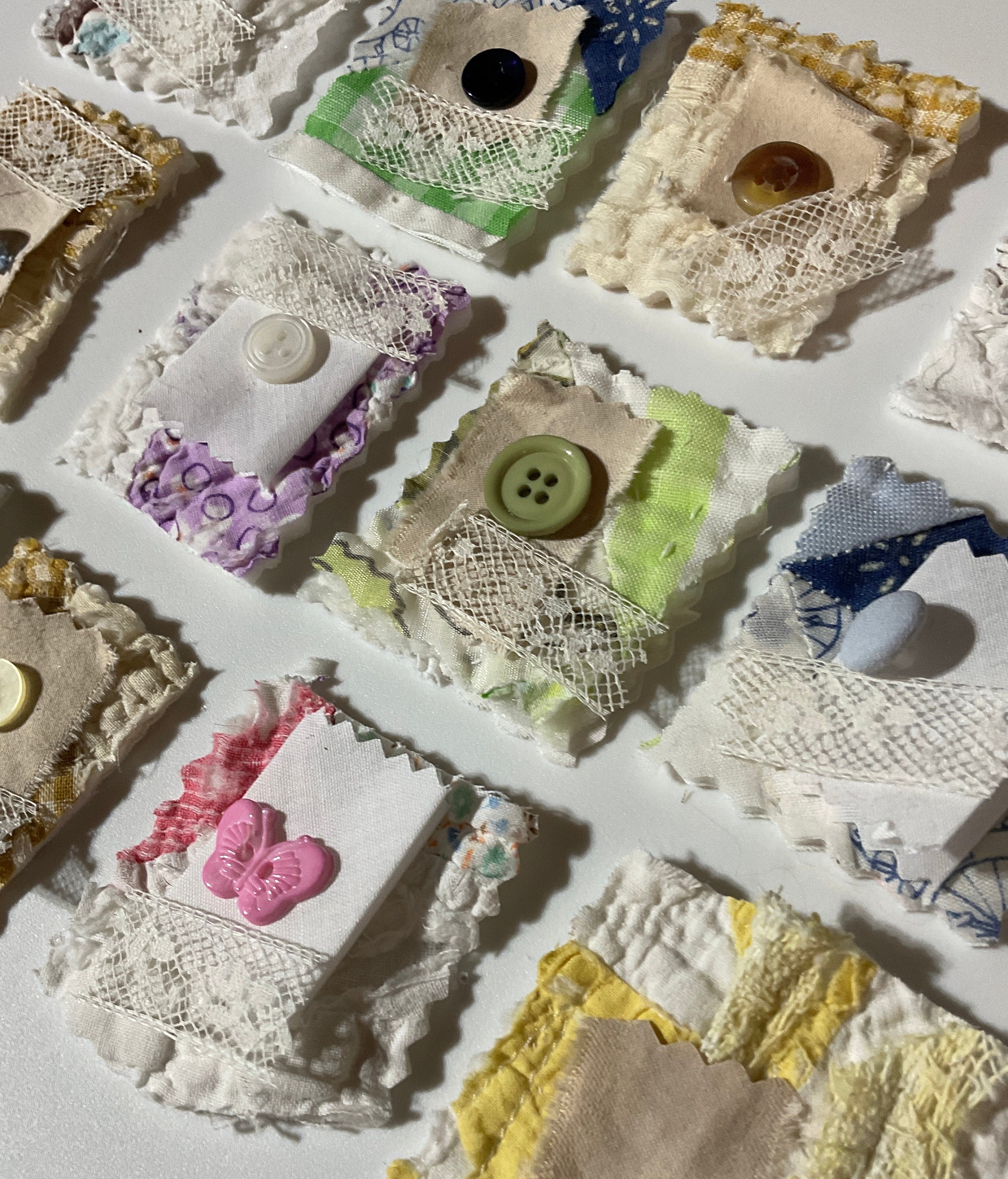 Slow Stitch Fabric Snippets Lace Quilt Buttons Journaling Needle Book ...