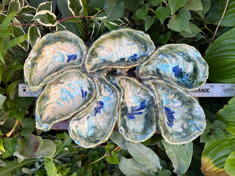 FISHING BAY TRAY 7 Hand-carved Ceramic Oyster Plate - Etsy