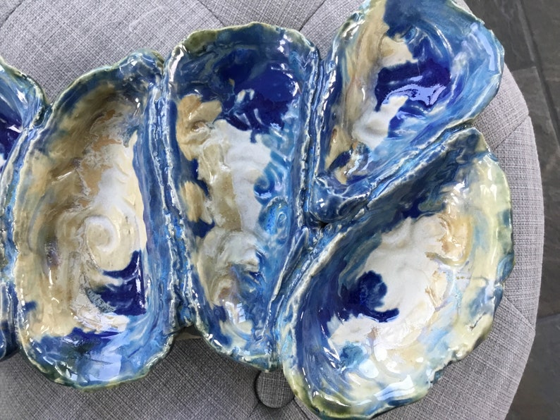 TROPICAL ROW Hand-carved Ceramic Oyster Plate - Etsy